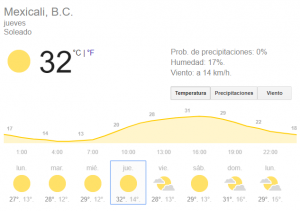 Clima agradable para Mexicali esta semana